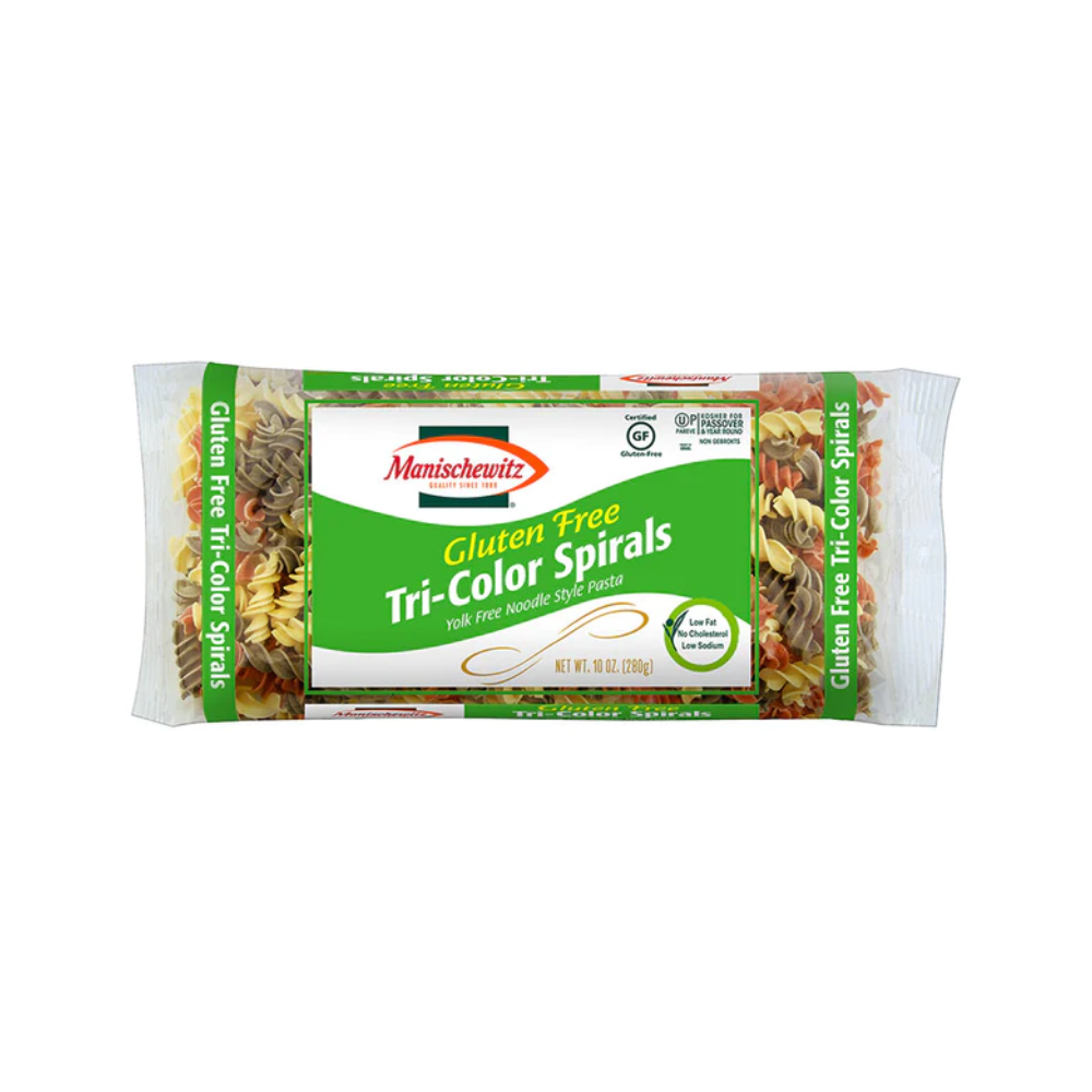 Manischewitz Tri Colour Gluten Free Spiral Noodles 280g – Solly's Online Grocery